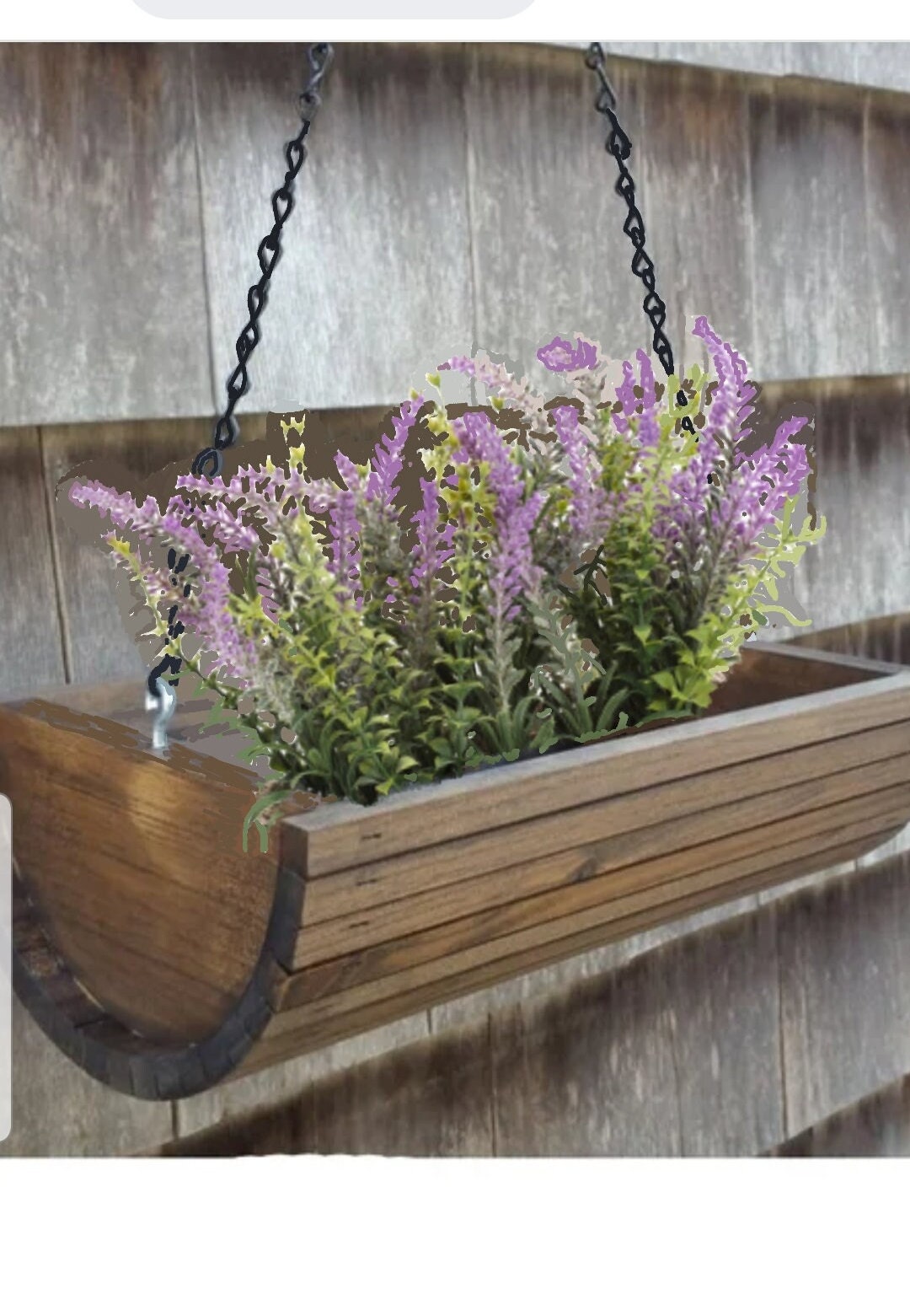Hanging Rustic Half Moon Bucket Bowl Style Garden Indoor Outdoor ...