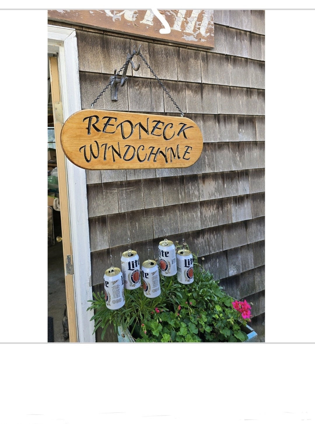 Hanging Redneck Beer Can Handcrafted Carved/etched Stained Wooden 22 ...