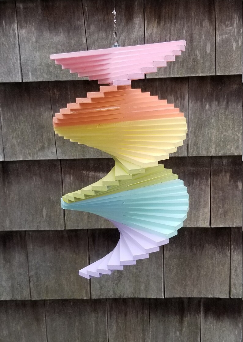 Pastel Rainbow Painted Wooden Spinner Garden Yard Tree Porch | Etsy