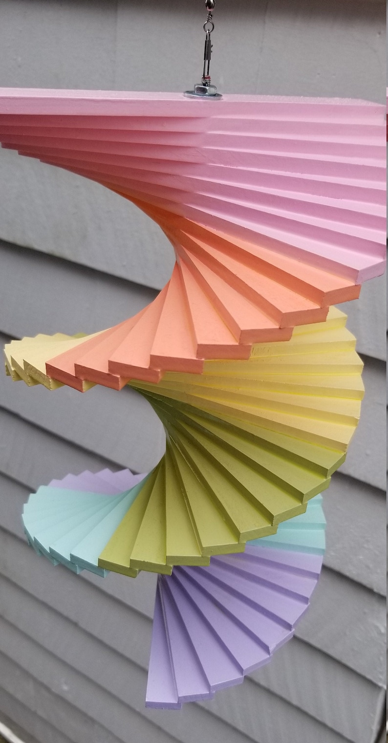 Pastel Rainbow Painted Wooden Spinner Garden Yard Tree Porch | Etsy