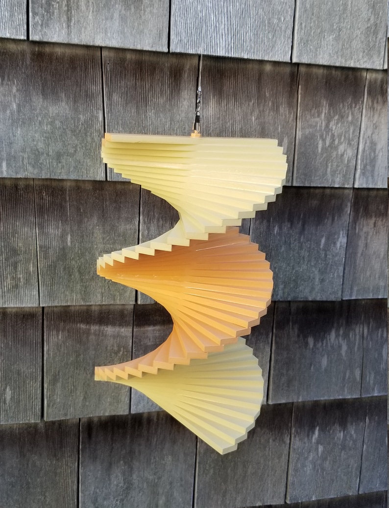 Peach & Yellow Painted Wood Wooden Twister Spinner Patio Porch Yard ...