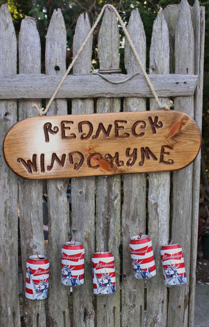 Hanging Redneck Beer Can Handcrafted Carved/etched Stained - Etsy