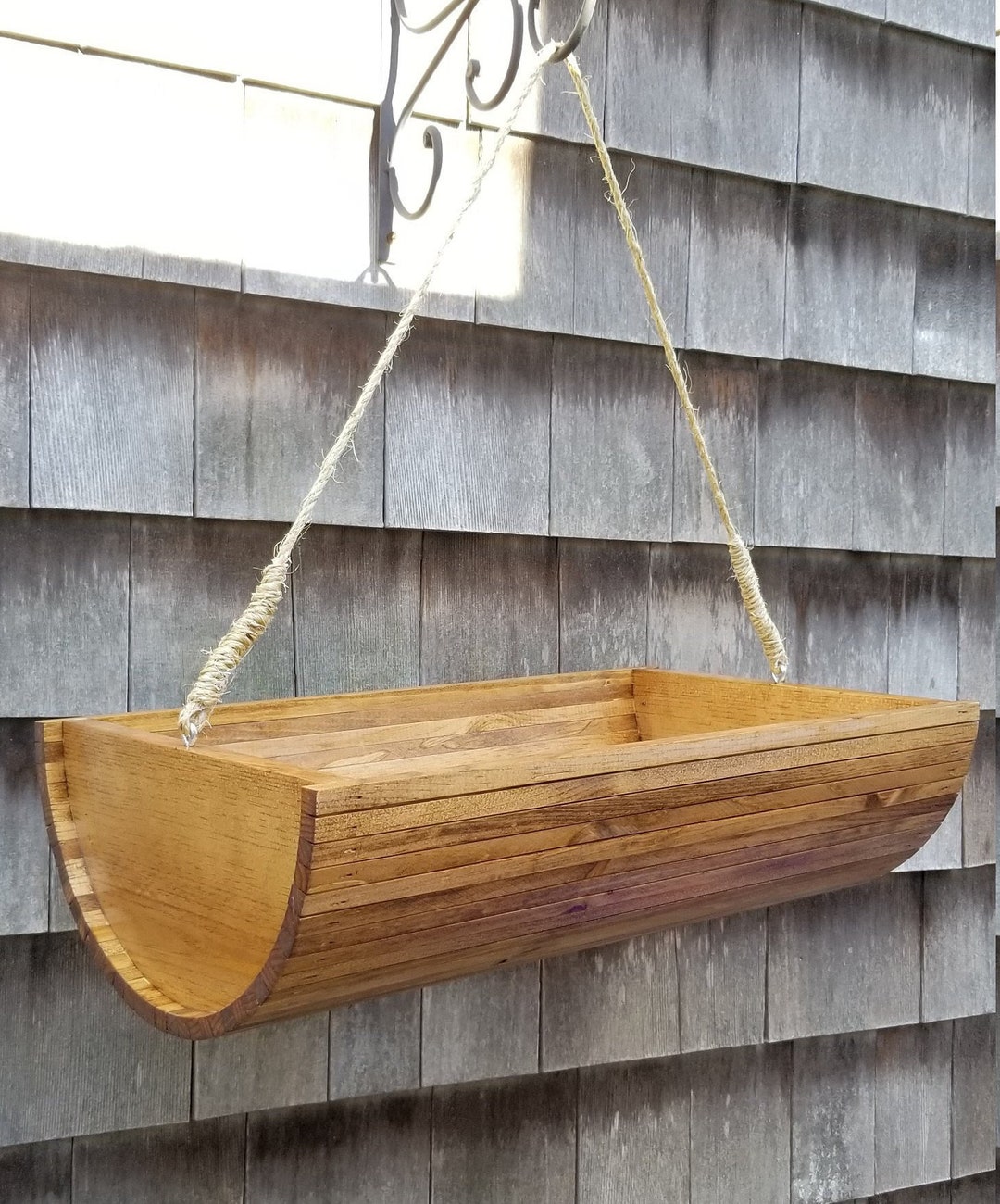 Large Half Moon Wooden Hanging Stain Planter - Etsy