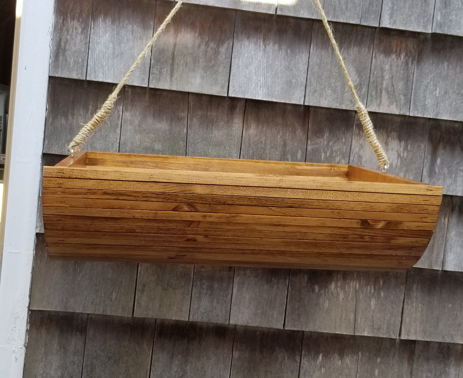Large Half Moon Wooden Hanging Stain Planter - Etsy