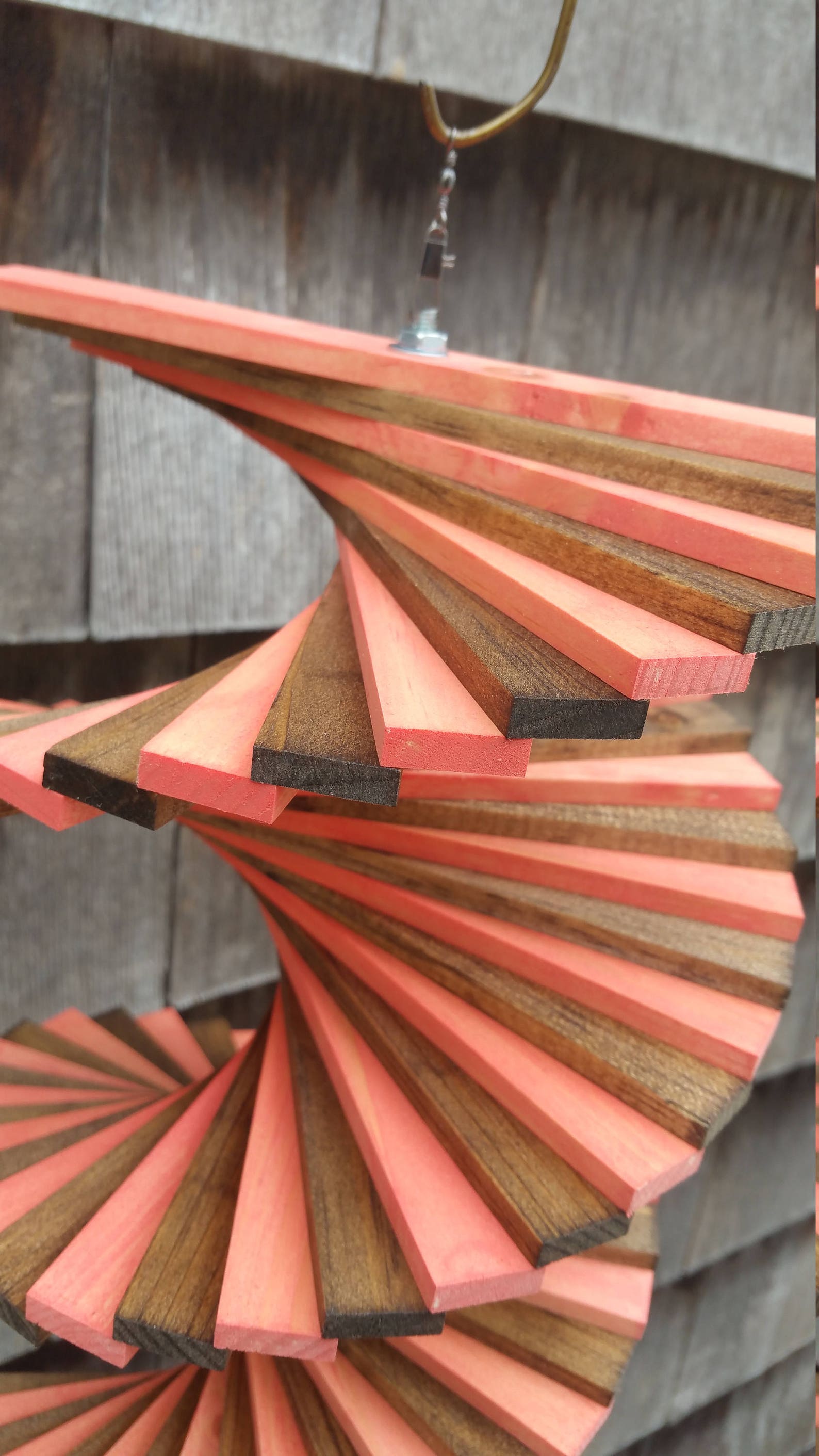 Stained Coral Walnut Spinner Spiral Twister Garden Yard Tree | Etsy