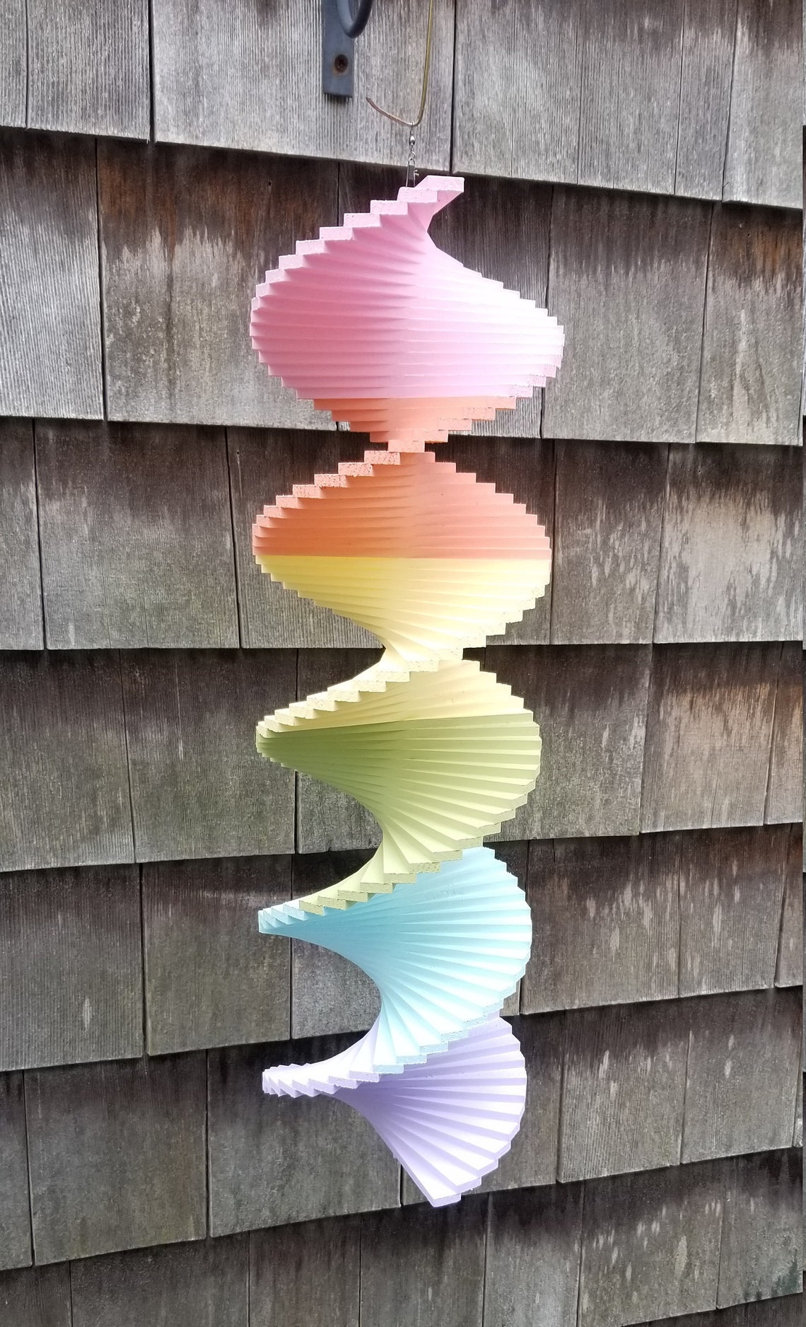 24" Pastel Rainbow Wood Wooden Floating Twister Spinner Porch Patio ...
