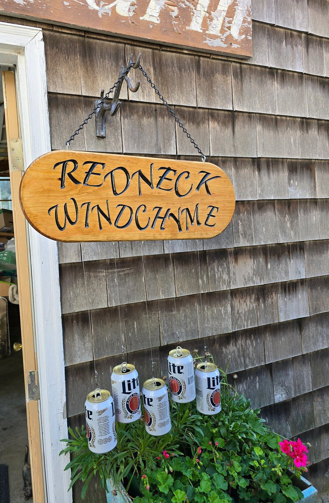 Hanging Redneck Beer Can Handcrafted Carved/etched Stained Wooden 22 ...