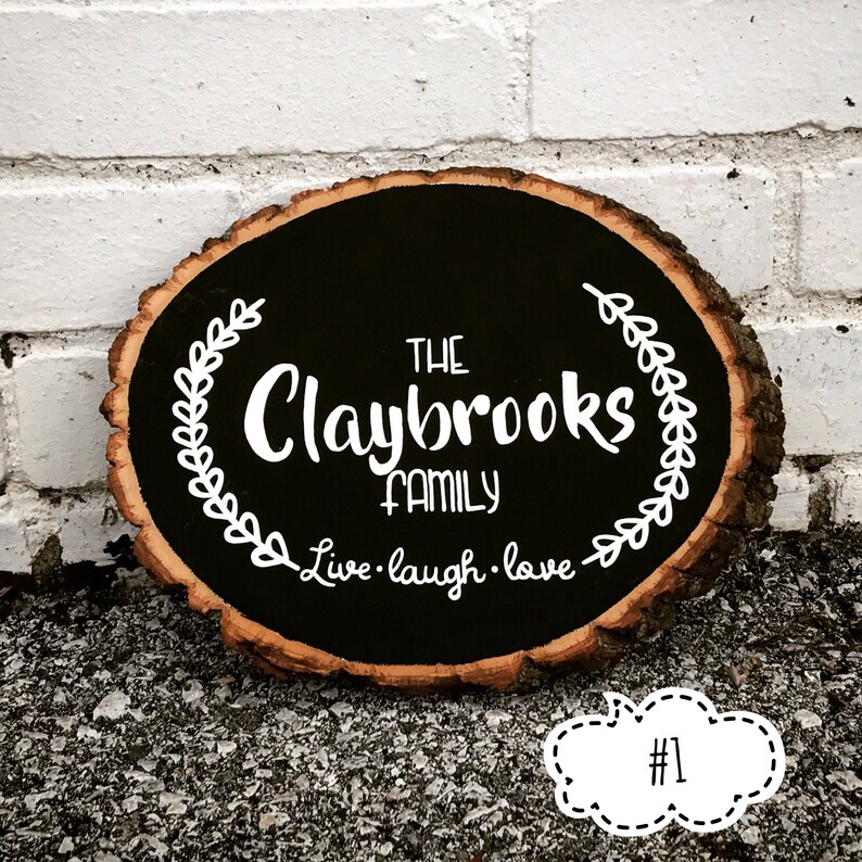 Personalized Last Name Wood Slice Sign - Etsy
