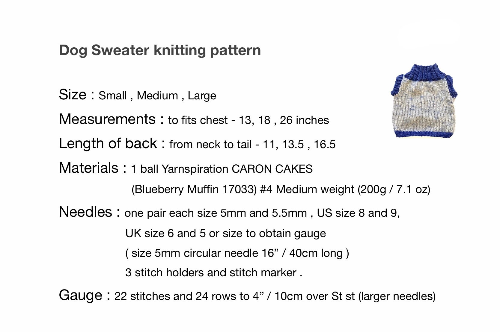 Dog Coat Knitting Pattern in PDF Instant Download Version - Etsy Canada