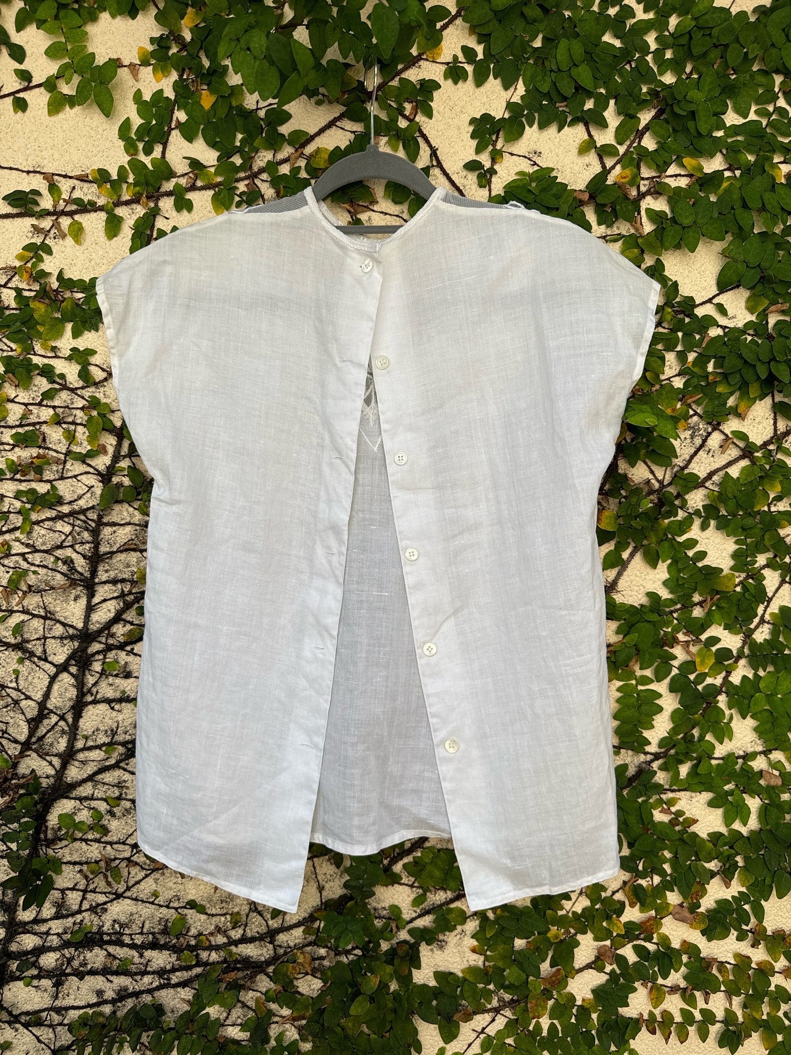 White Sleeveless Linen Top With Lace Embroidery Detail - Etsy