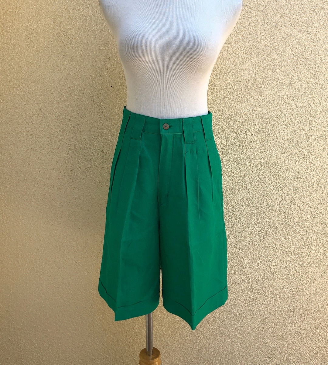 David Hollis Green Bermuda High Waisted Shorts - Etsy