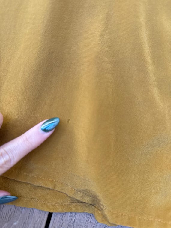 1990 Diana Marco mustard yellow button down silk Blou… - Gem