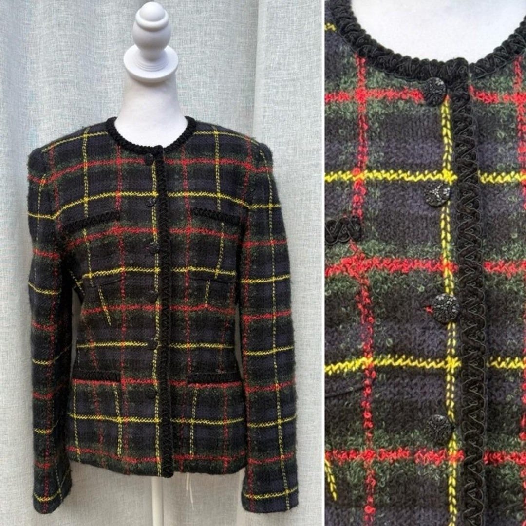 Susan Bristol Black Watch Tartan Plaid Tweed Wool Blazer - Etsy
