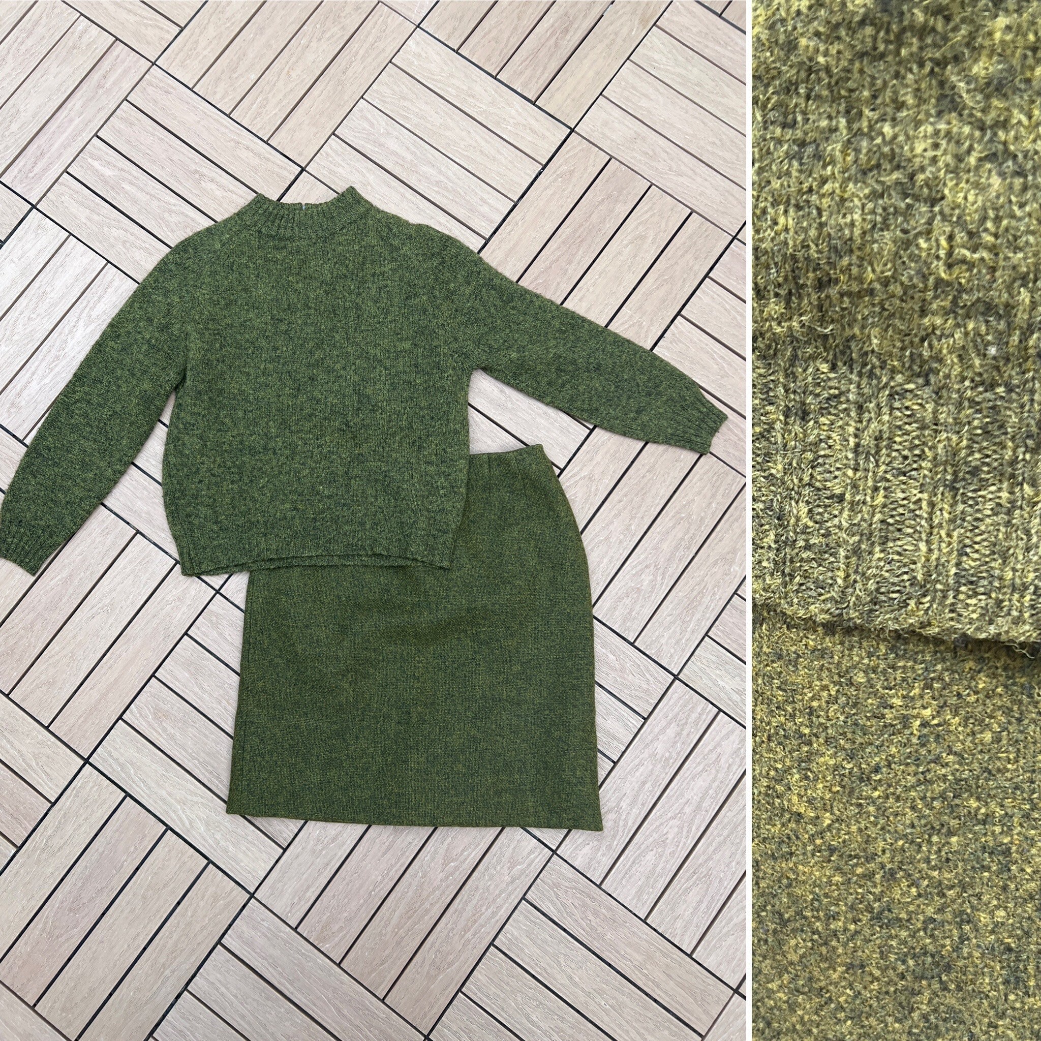Vintage 70s Style Bernhard Altmann Green Wool Sweater/skirt - Etsy