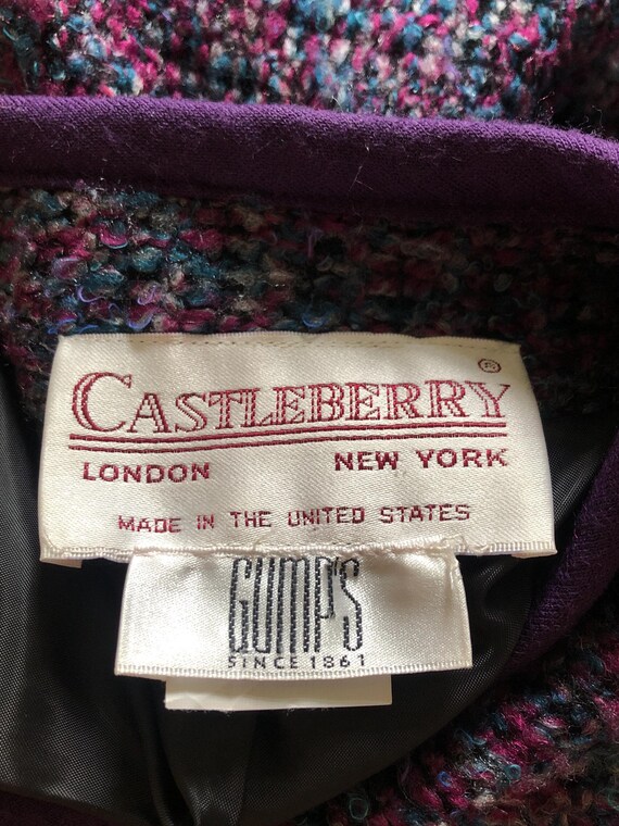 Castleberry Gump’s purple tweed boucle bronze tone bu… - Gem