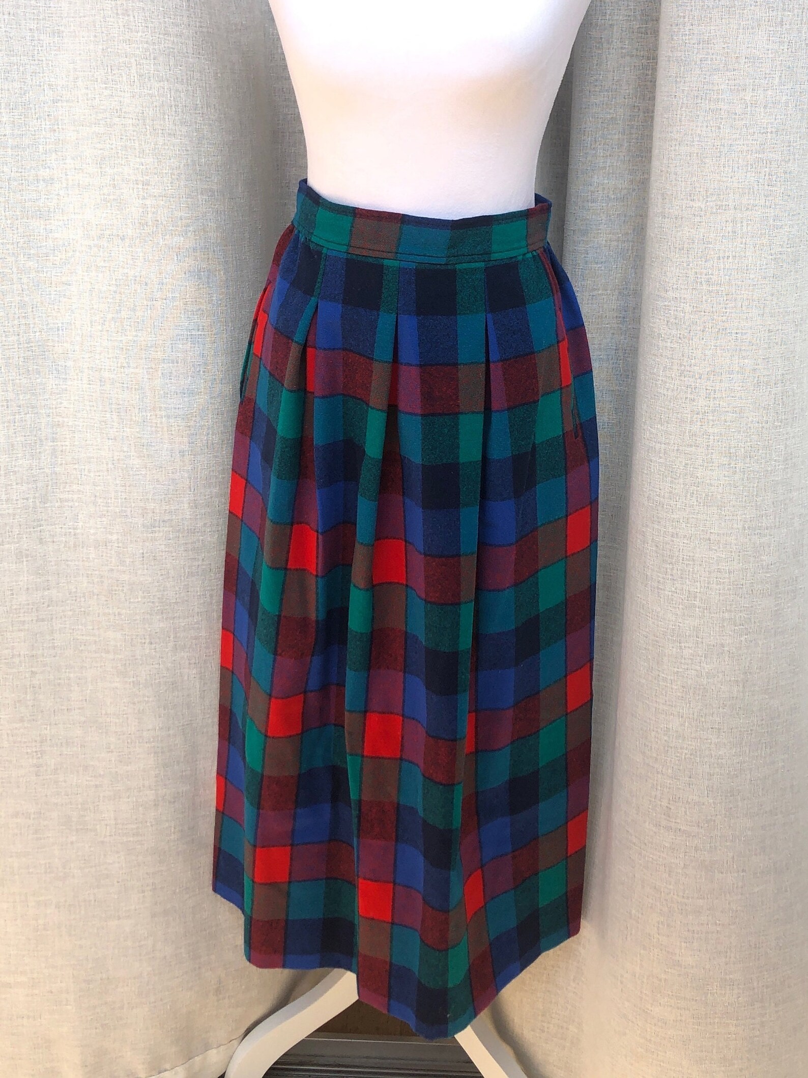 Pendleton Green Blue and Red Wool Plaid Skirt - Etsy