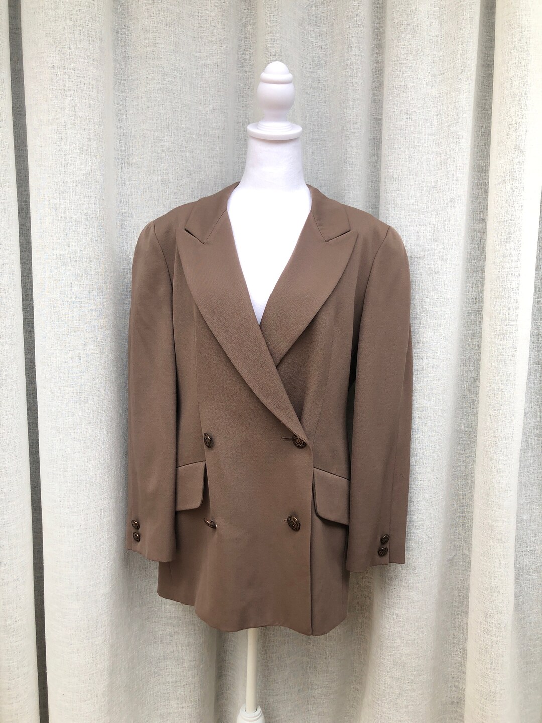 Vintage Mirrors of Krizia Light Brown Sand Color Double Breasted Wool ...