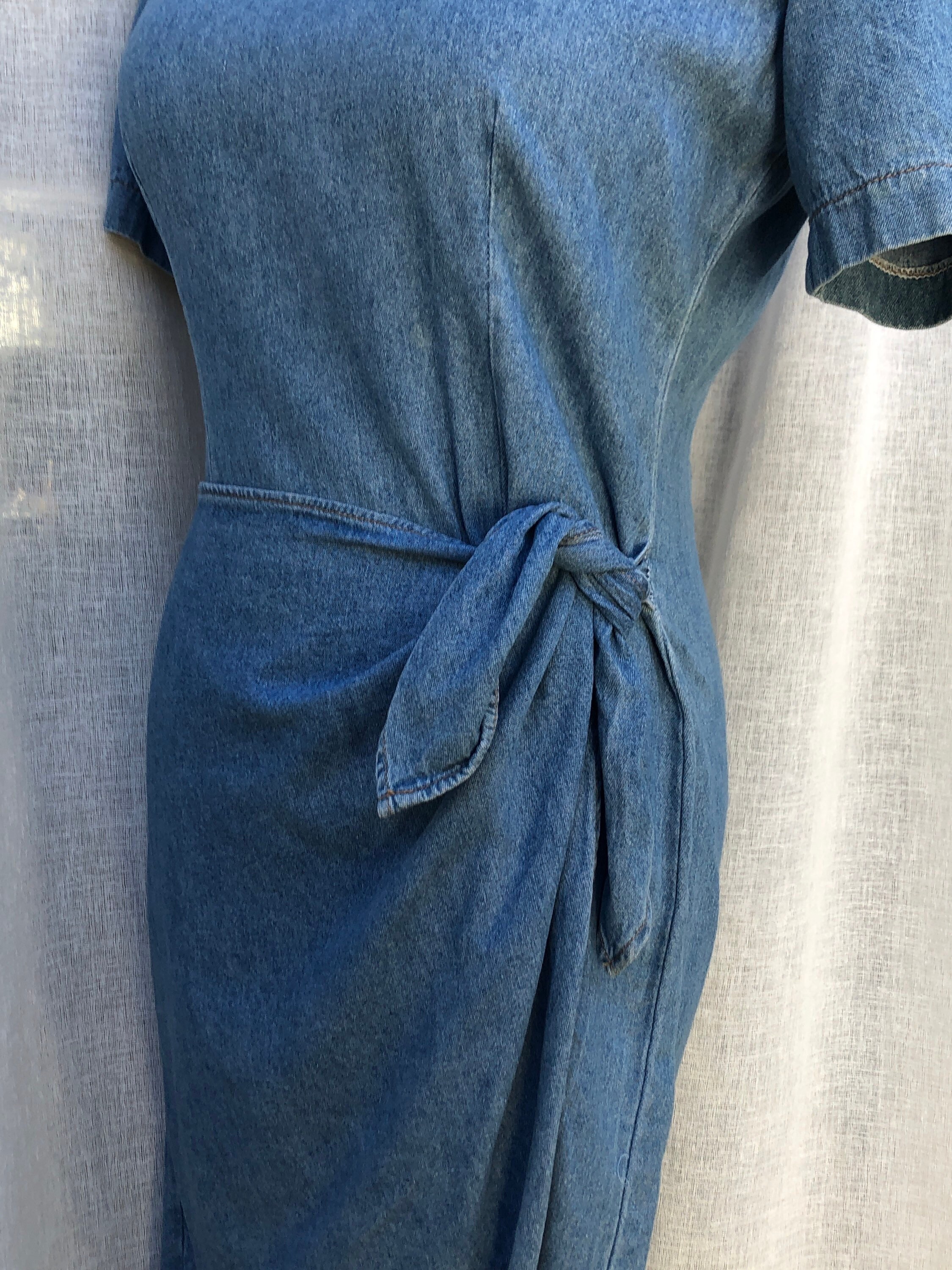 Vintage Short Sleeve Soft Denim Wrap Dress by CW Dress - Etsy