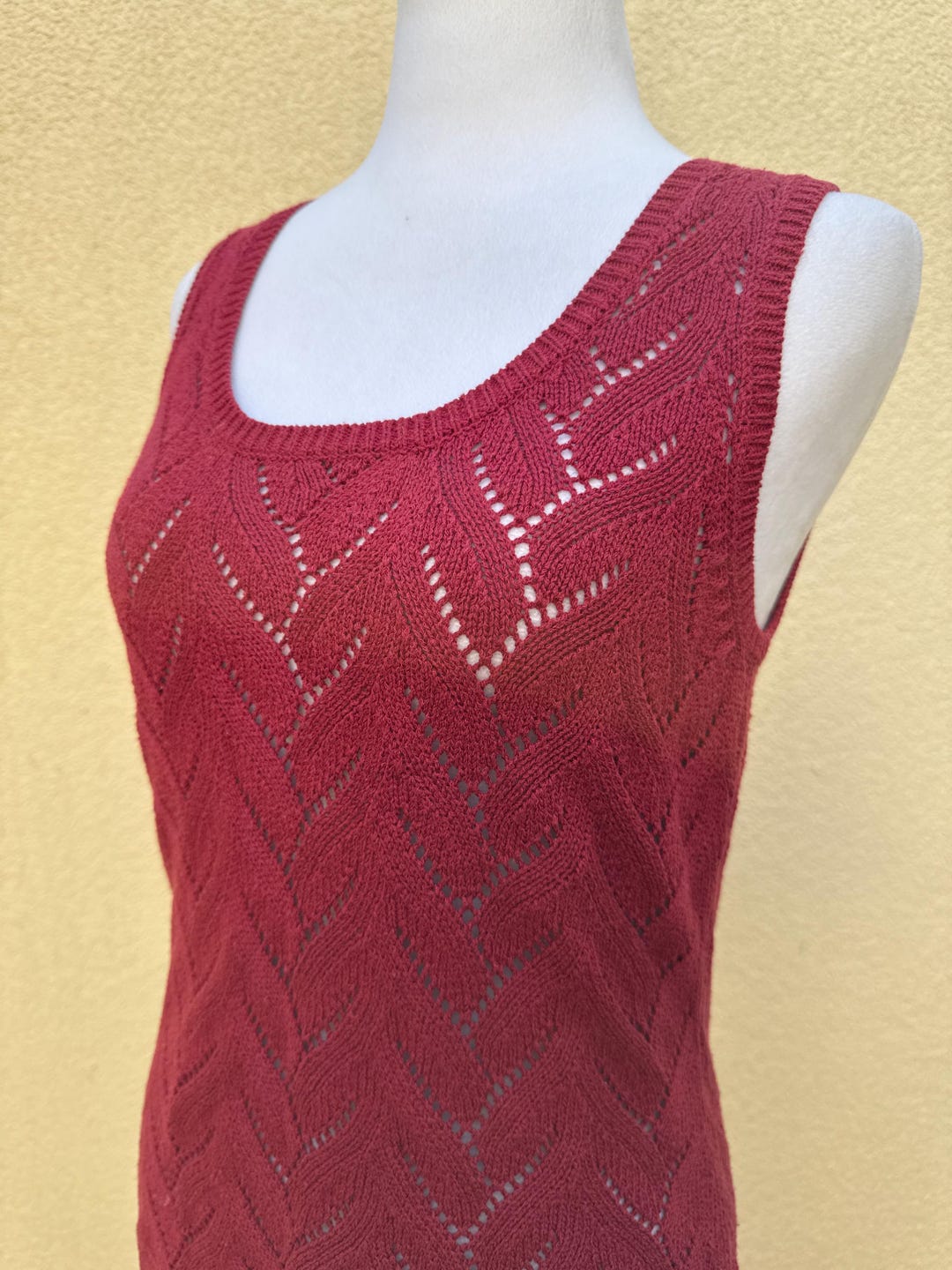 Vintage Knitted Burgundy Red Evening Top - Etsy