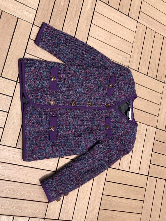 Castleberry Gump’s purple tweed boucle bronze tone bu… - Gem