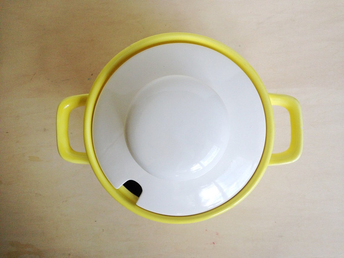 Vintage Ceramic Cook Pot Bright Yellow White Lid - Etsy