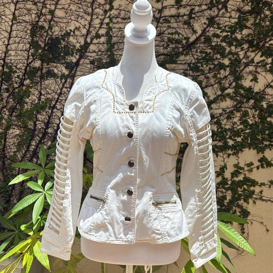 Y2K Norbert Nel White Button Down Studded Cotton Jacket - Etsy
