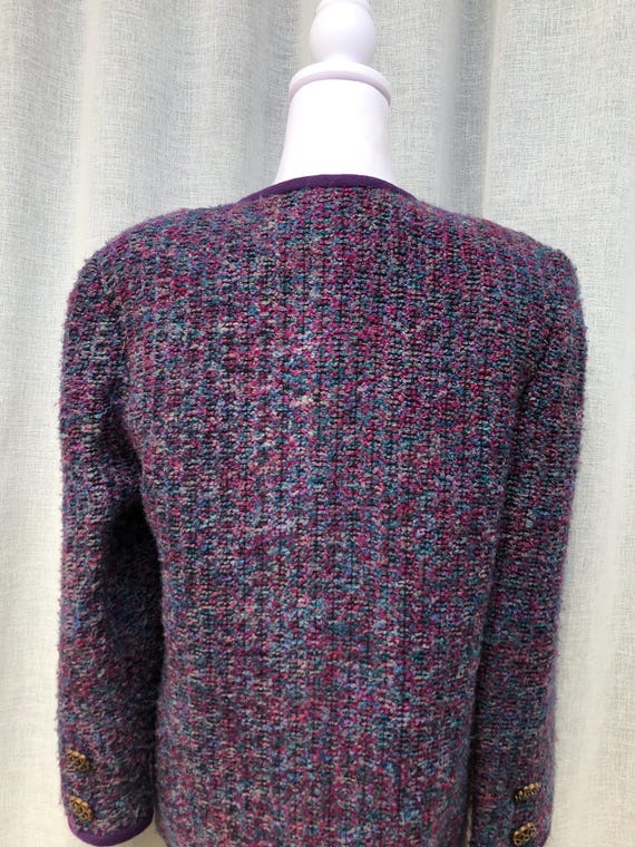 Castleberry Gump’s purple tweed boucle bronze tone bu… - Gem