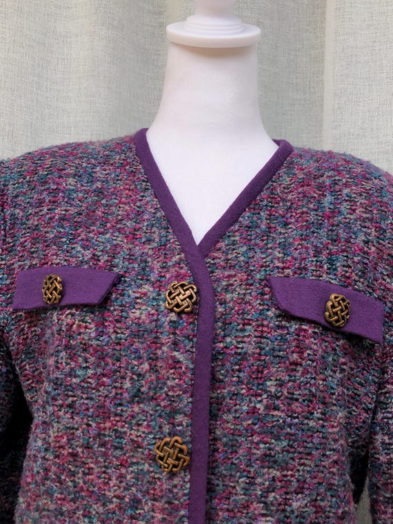 Castleberry Gump’s purple tweed boucle bronze tone bu… - Gem
