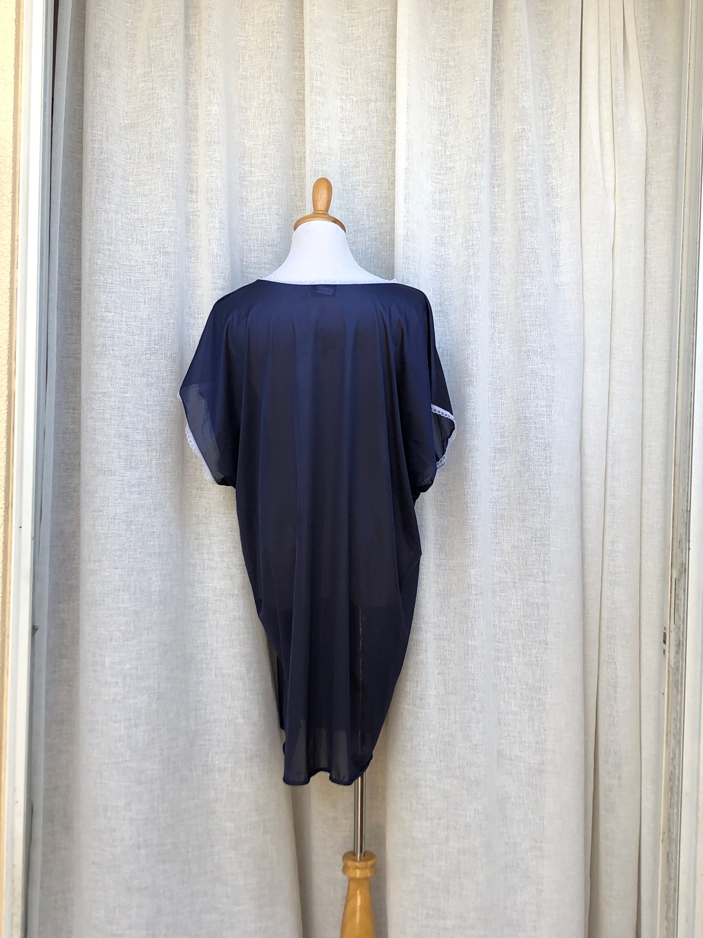 Anthony Richards Navy Blue Polyester Free Kimono Shape Loungewear Dress ...