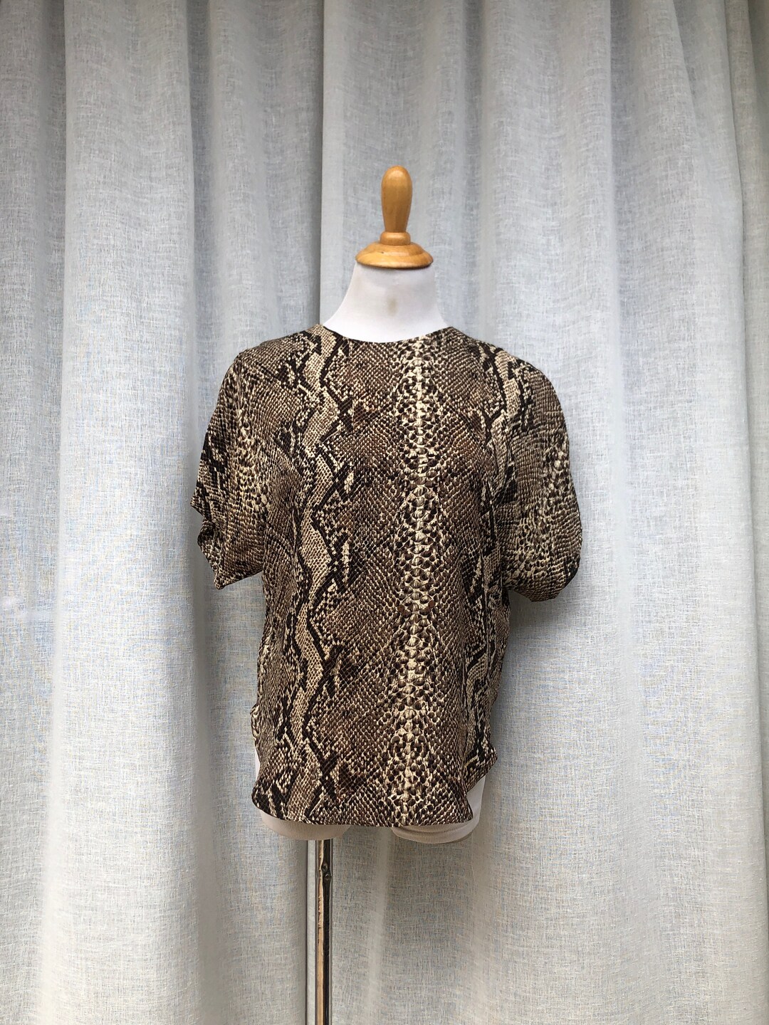 Flora Kung New York Silk Short Sleeve Blouse in a Snake Python Skin ...