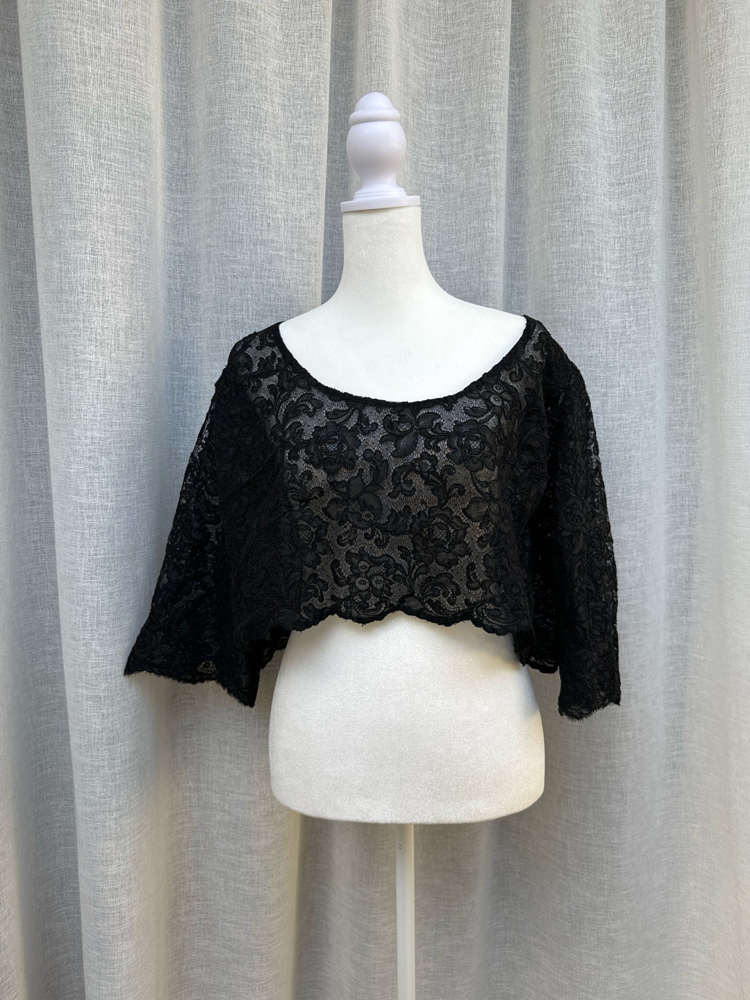 Vintage Black Floral Lace Evening Bolero Top - Etsy