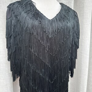 Gatsby Style Black Short Sleeve V-shape Fringe Dress - Etsy