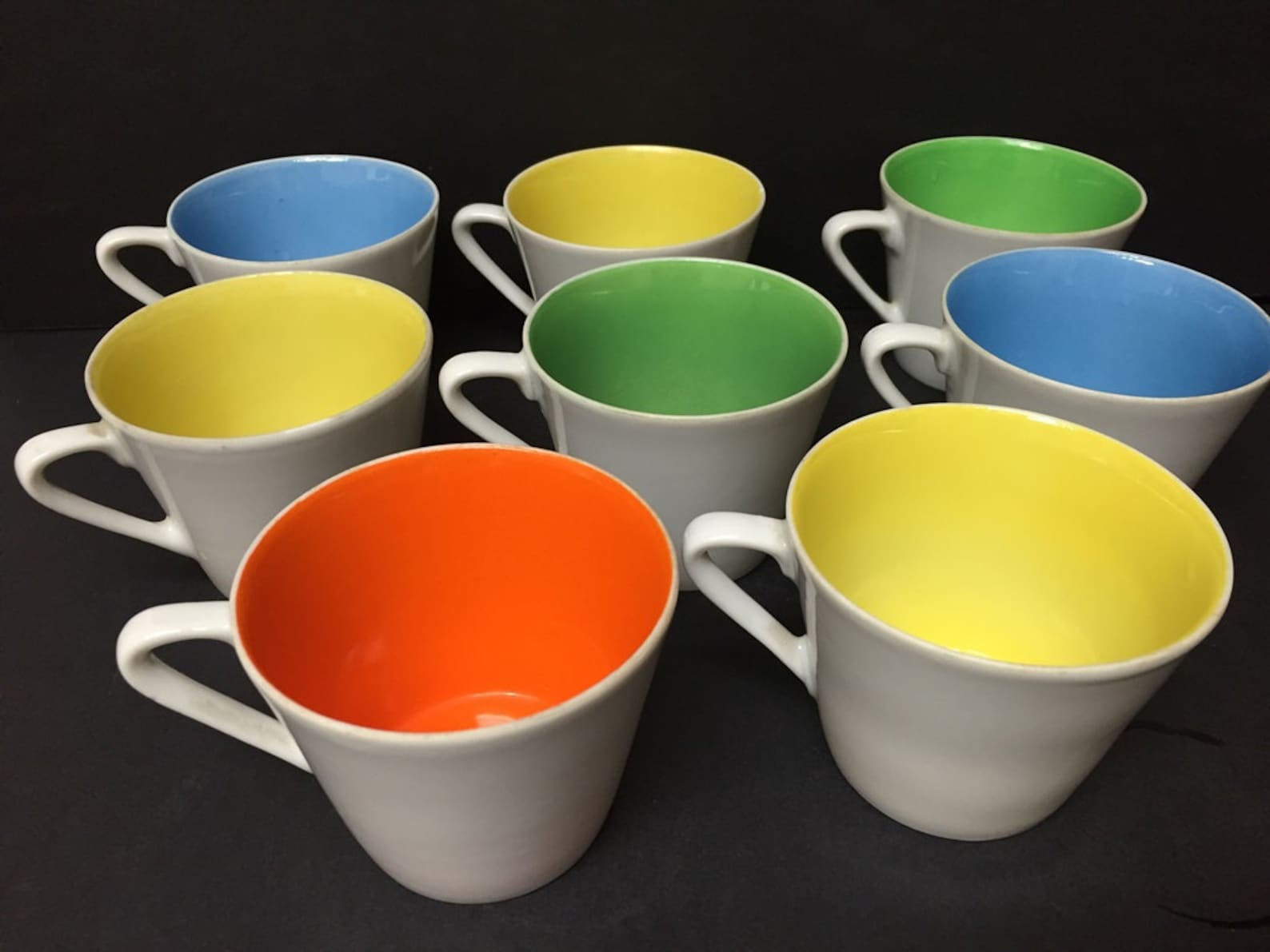 Set of 8 Mid-century Modern Porcelain Tea Cups With - Etsy