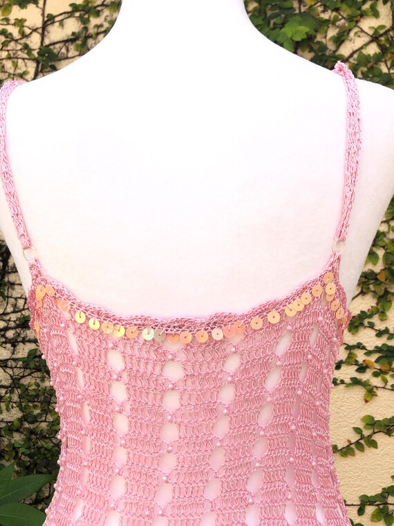 Moon’s pink crochet with beads and sequins tank top - Gem