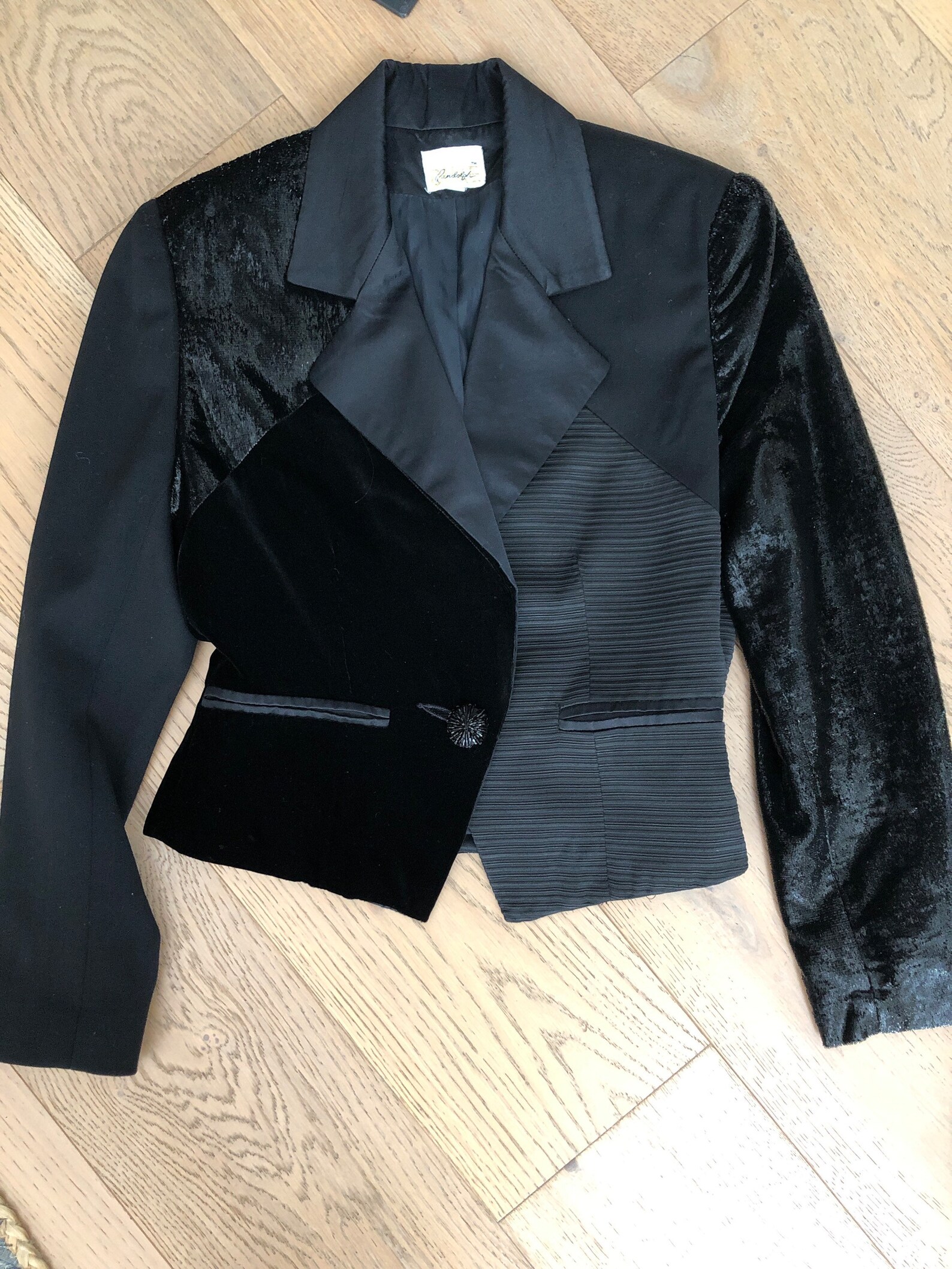 Randolph Duke Silk, Rayon, Shiny Velvet Blend Blazer, Little Black ...