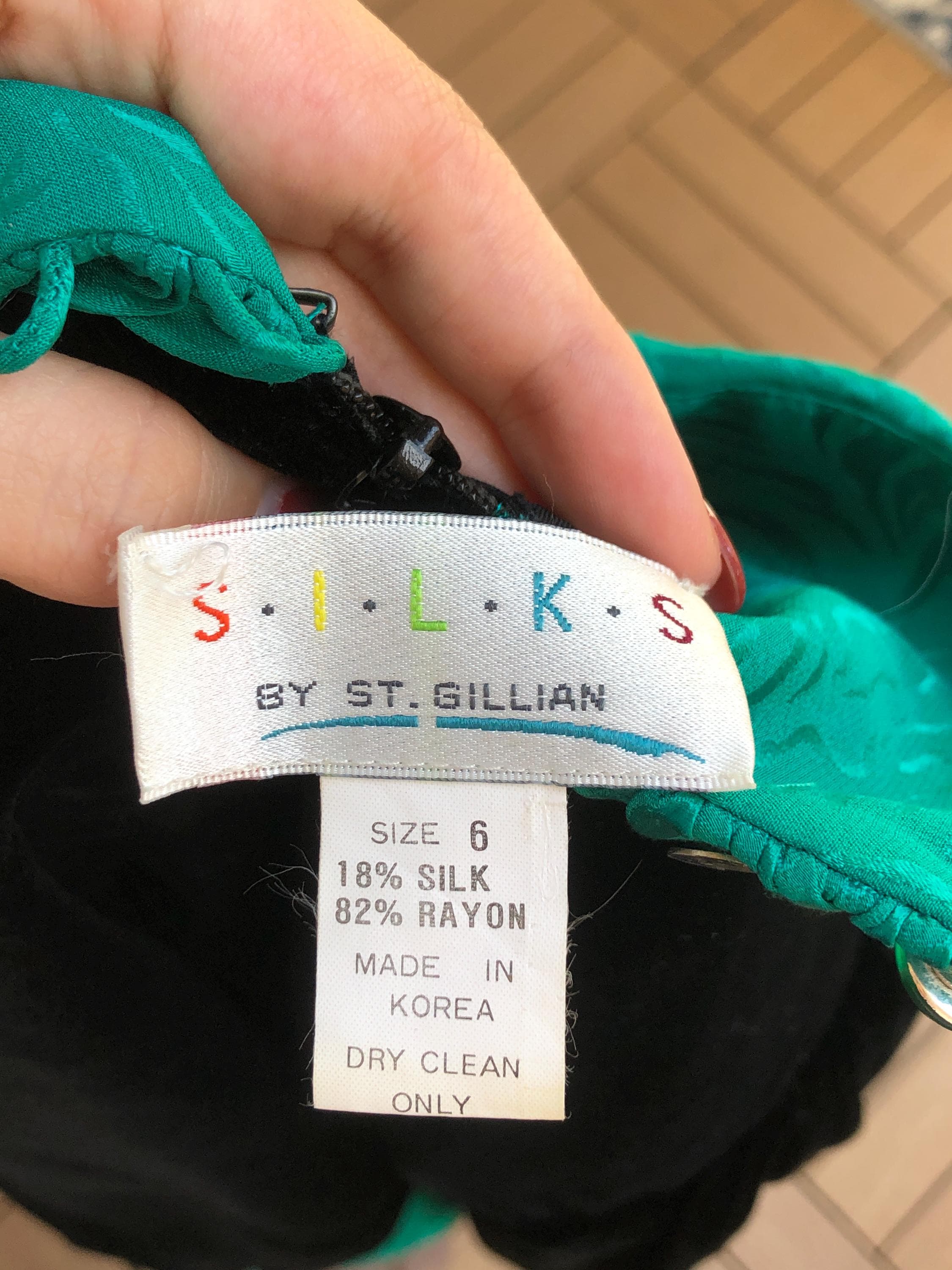 SILKS by St. Gillian Black Velvet Dress With Turquoise Green Brocade ...