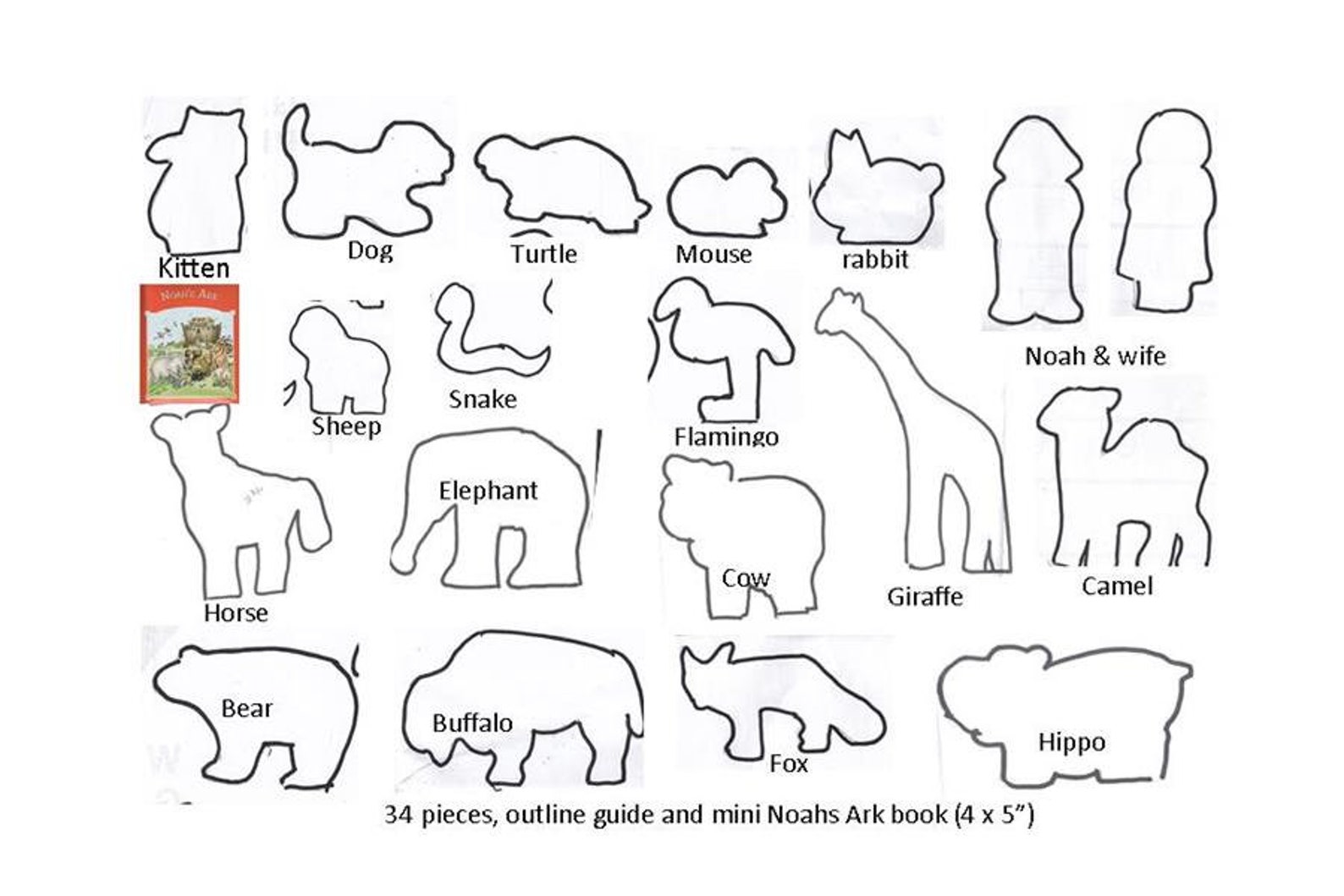 Animals on Noah's Ark include 17 different wood cut-out | Etsy