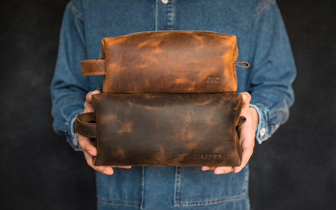 Personalized Leather Dopp Kit, Leather Toiletry Bag, Groomsmen Gifts ...