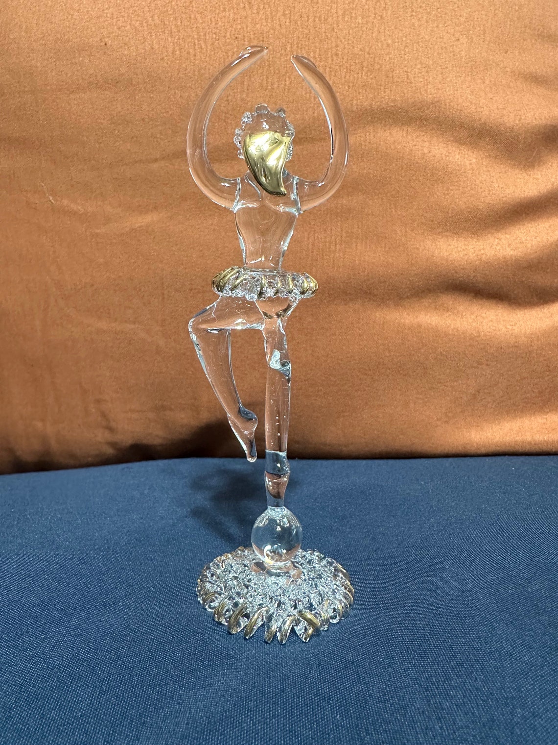 Blown Glass Figurine Clear, Glass Ballerina With Gold Trim - Etsy