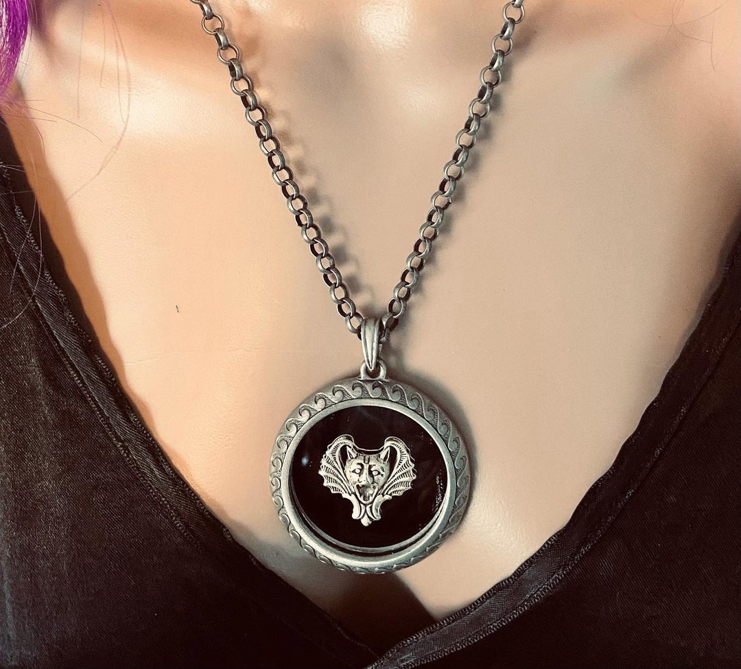Screaming Gargoyle Mirrored Pendant Necklace - Etsy