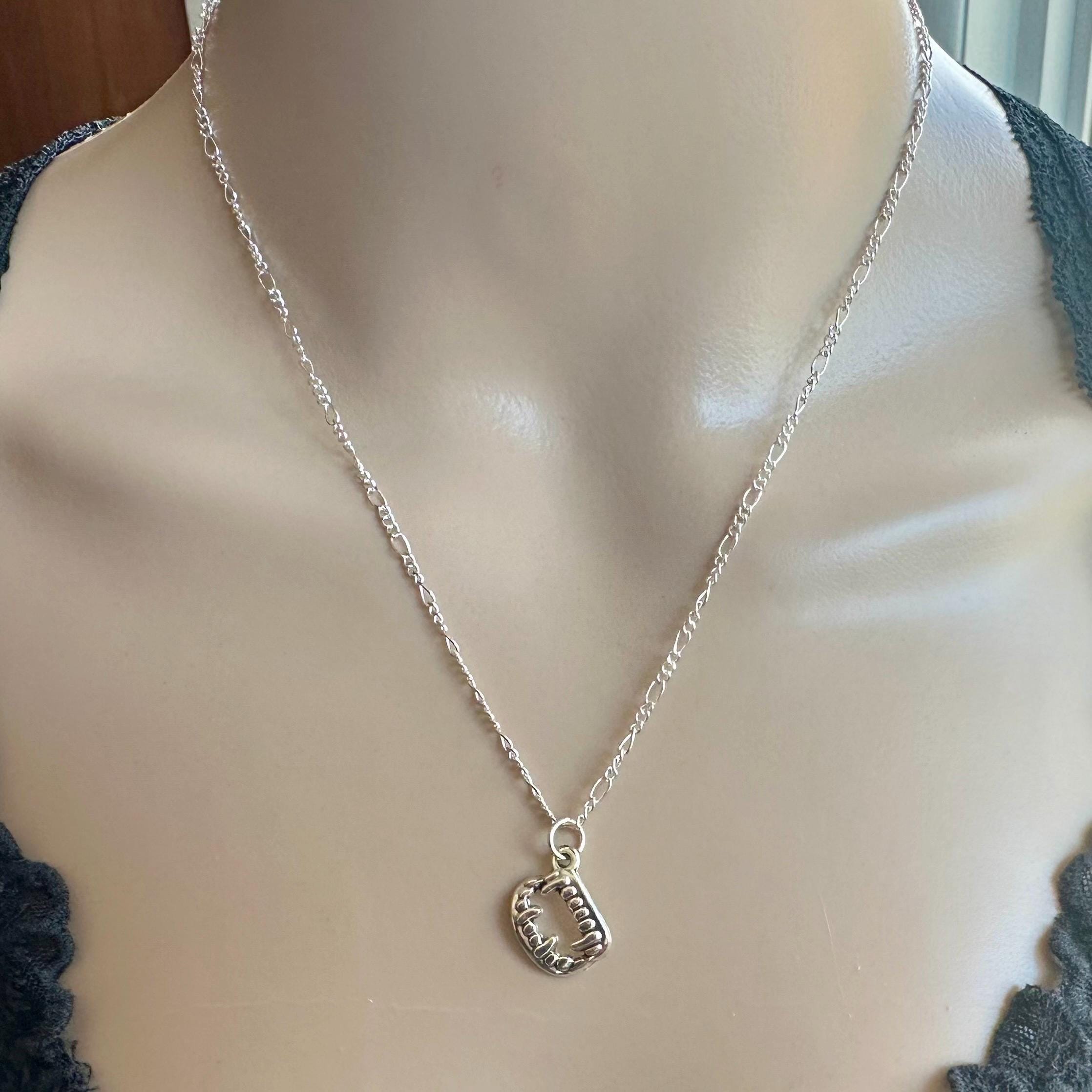 Vampire Necklace Trio Silver Chain Blood Drop Fangs Coffin - Etsy