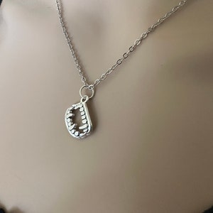 Vampire Fangs Dainty Pendant Necklace Silver Metal - Etsy