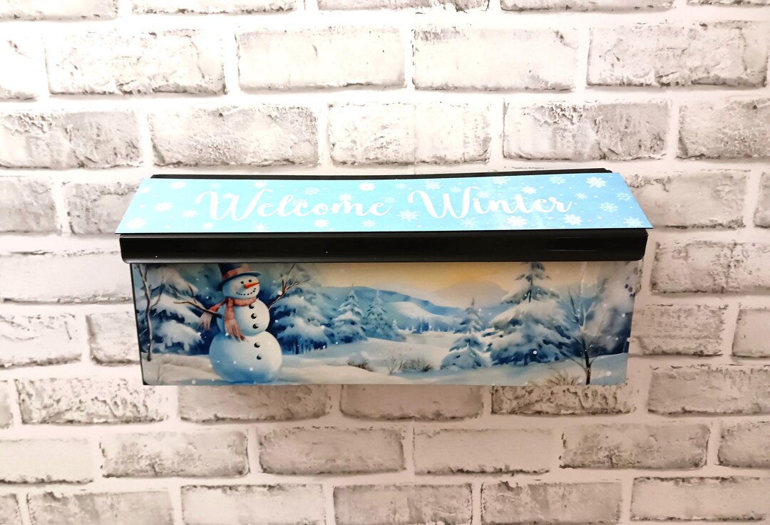 Snowman Winter Scene Wall Mount Mailbox Magnet Set, Outdoor Mailbox ...