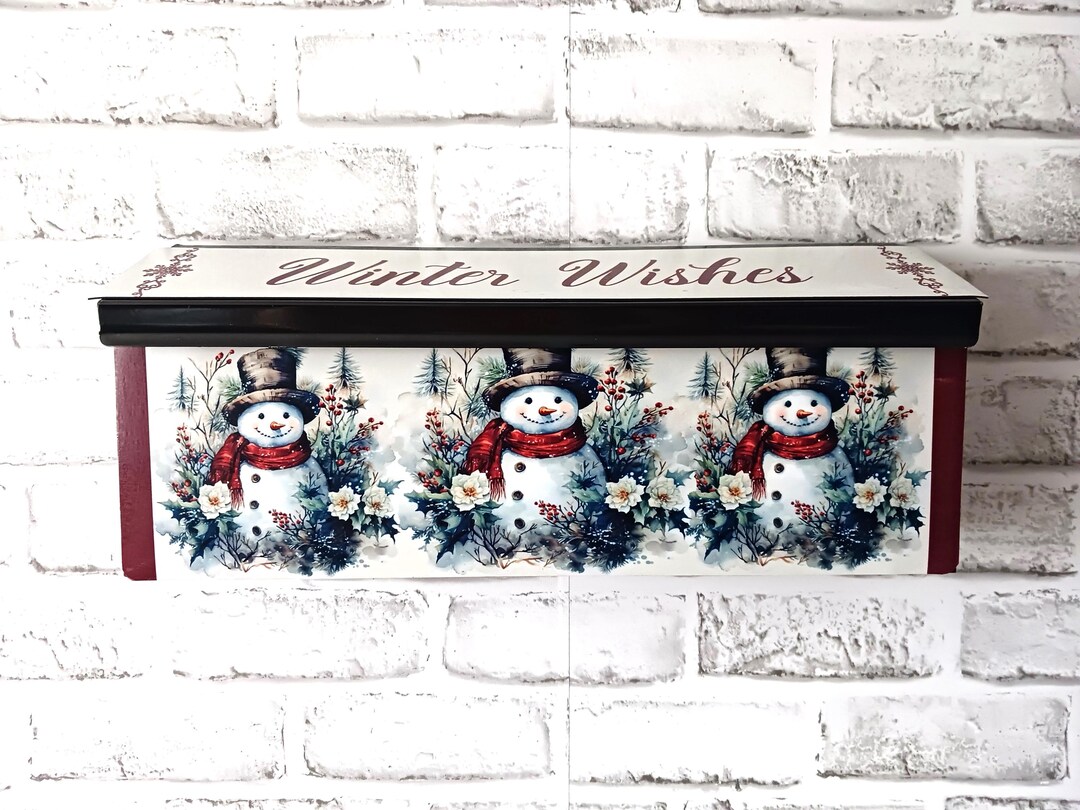 Wall Mount Mailbox Cover Snowman Winter Wishes Magnet Set, Outdoor ...