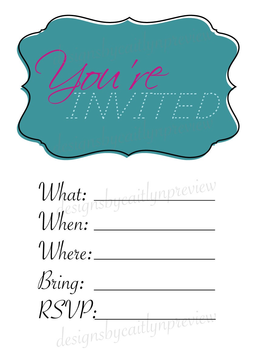 Printable Party Invite- 5x7- INSTANT DOWNLOAD - Etsy