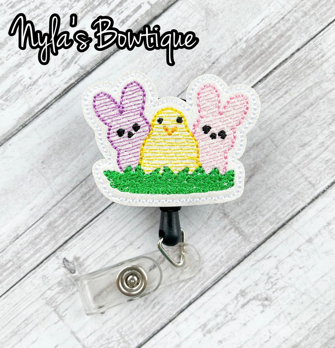 Easter Badge Reel, Peep Badge Reel, Marshmallow Bunny Badge Reel, Nurse ...