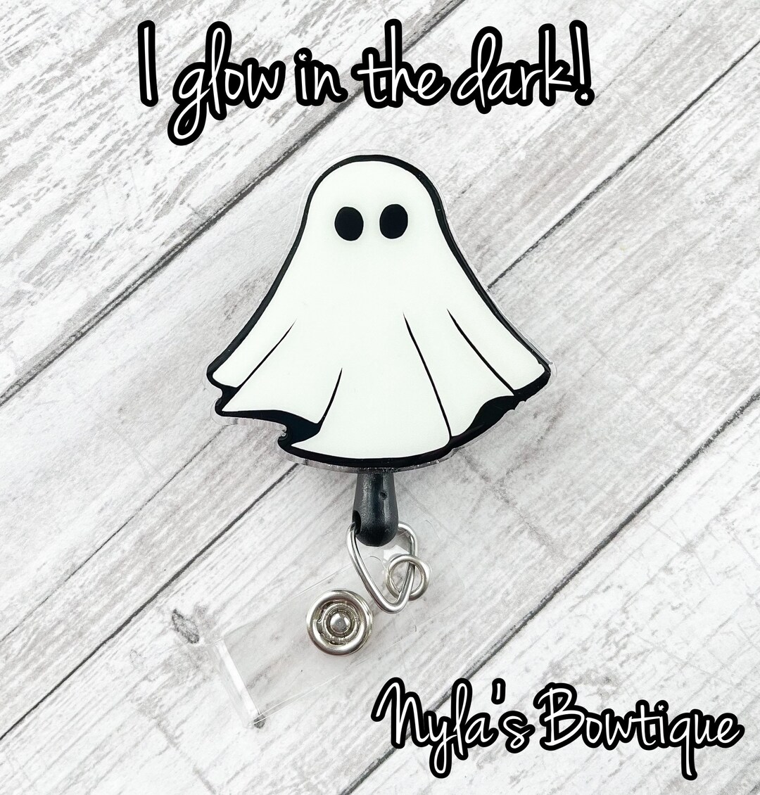 Ghost Badge Reel, Glow in the Dark Halloween Badge Reel, Glow in the ...