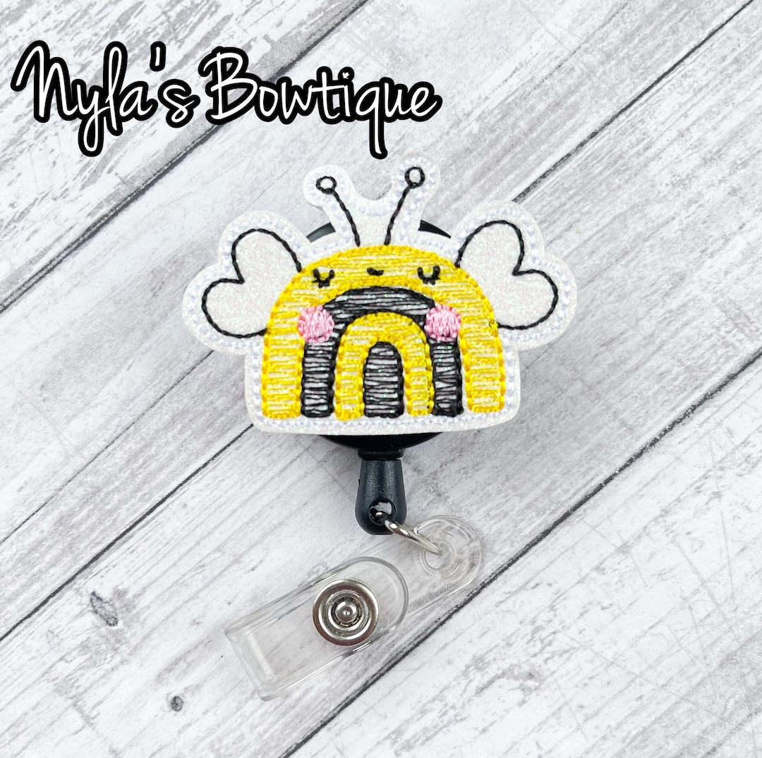 Bee Rainbow Badge Reel, Nurse Badge Reel, Retractable ID Badge Holder ...