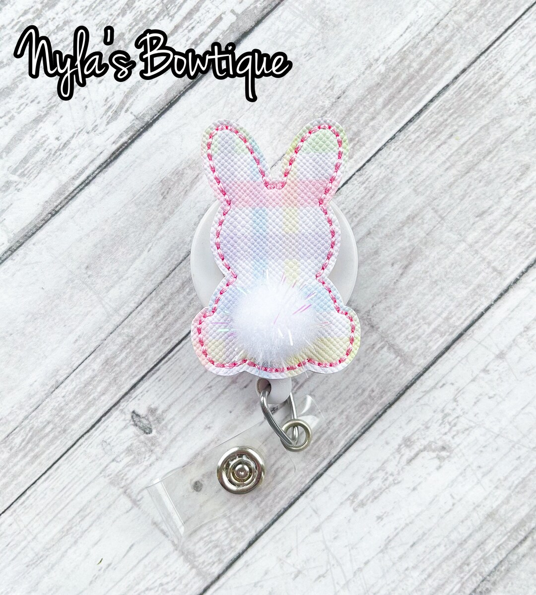 Easter Badge Reel, Plaid Bunny Badge Reel, Nurse Badge Reel, Spring ...