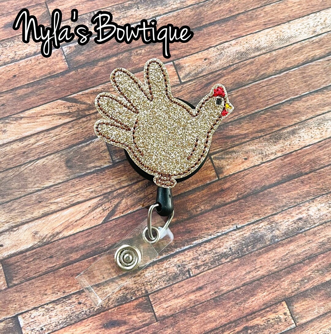 Rubber Glove Turkey Badge Reel Turkey Hand Badge Reel Nurse - Etsy